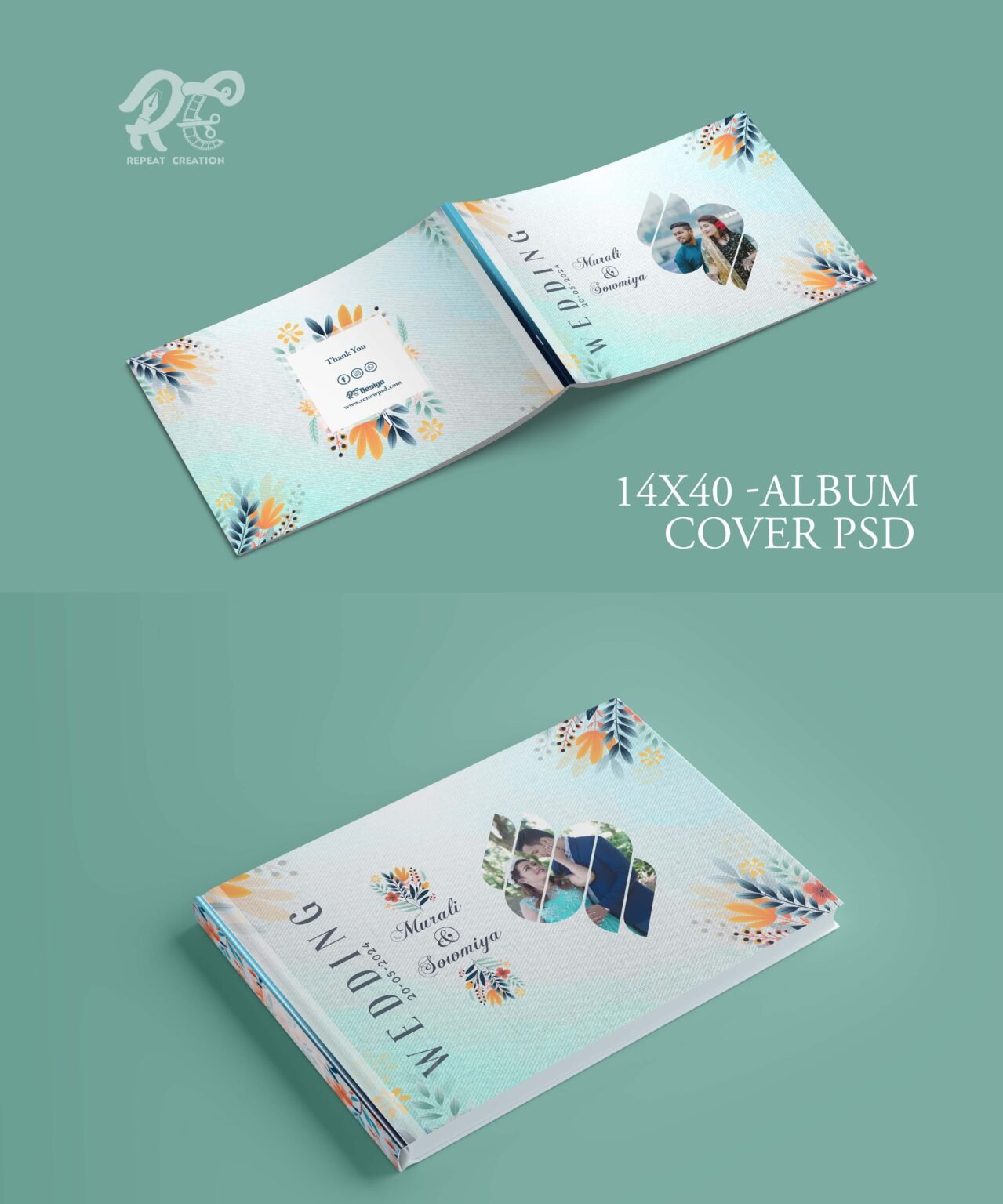 Floral Album Cover Page 14x40 05 PSD Only - RC Design