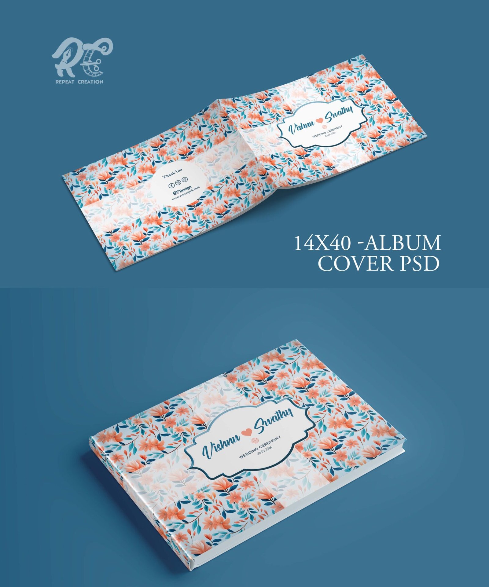 Floral Album Cover Page 14x40 05 PSD Only - RC Design