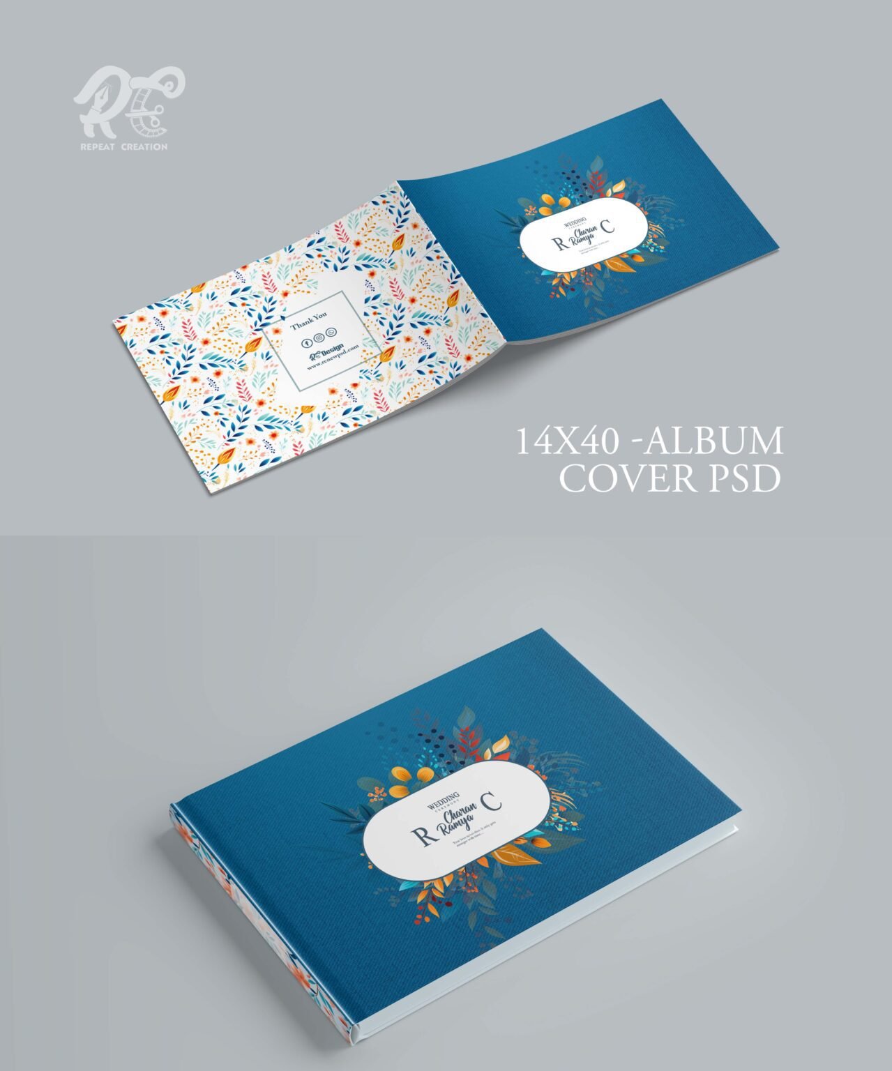 Floral Album Cover Page 14x40 05 PSD Only - RC Design
