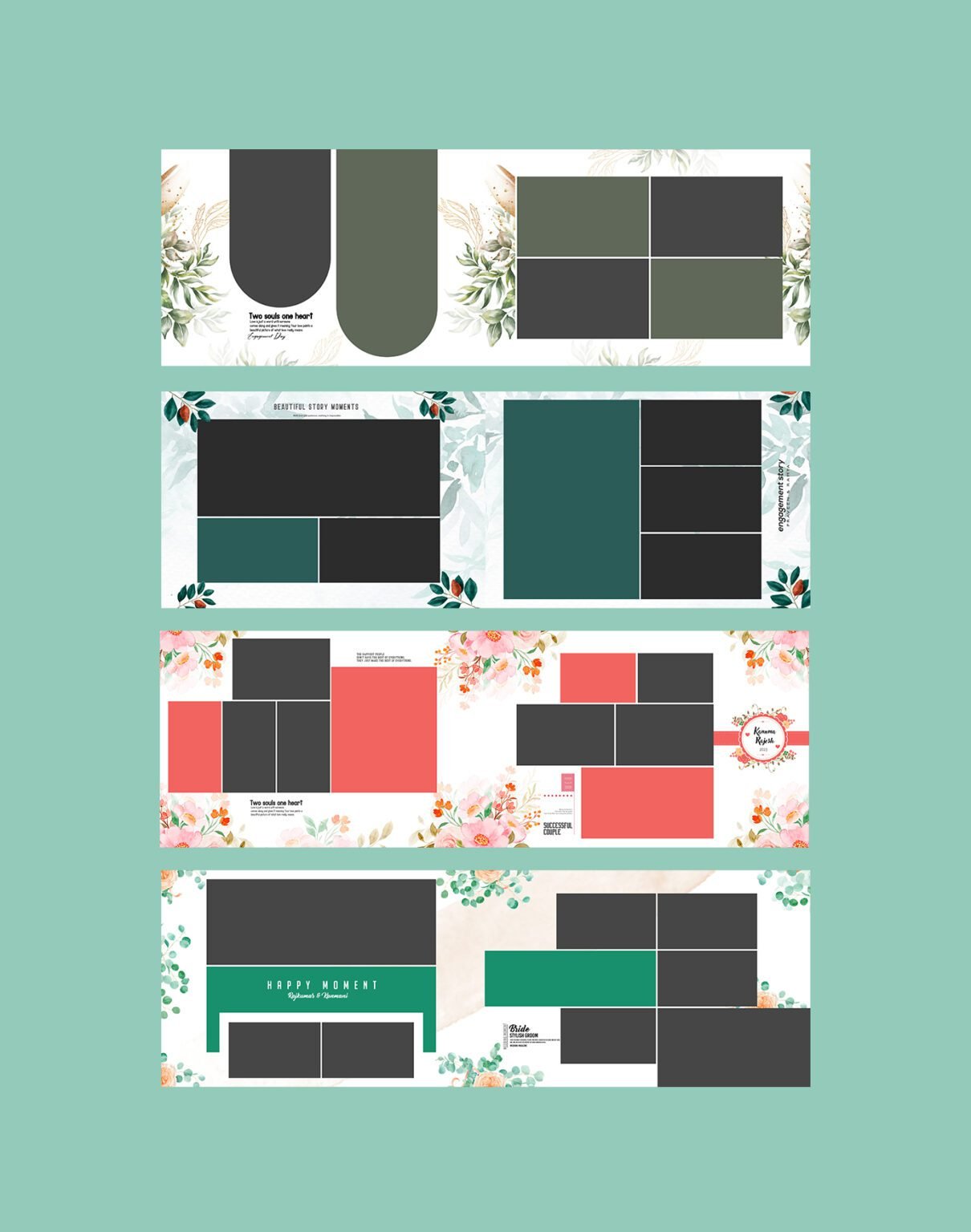 Floral Wedding Album Design PSD 12x36 RC Design Vol - 101 - RC Design