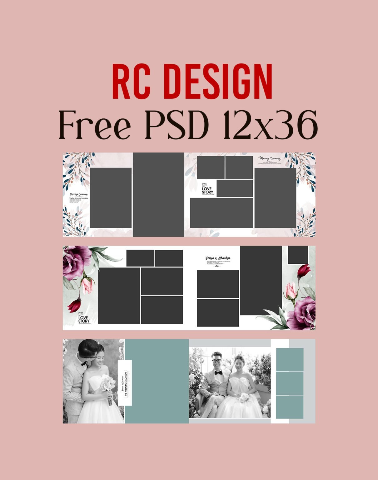 Wedding Album 12x36 Templates 5 PSD Only - RC027 - RC Design