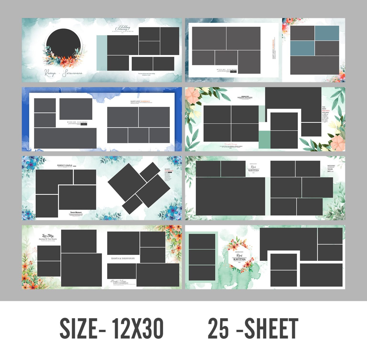 Wedding Album Floral Design Only 3 - PSD 12x36 - RC Design