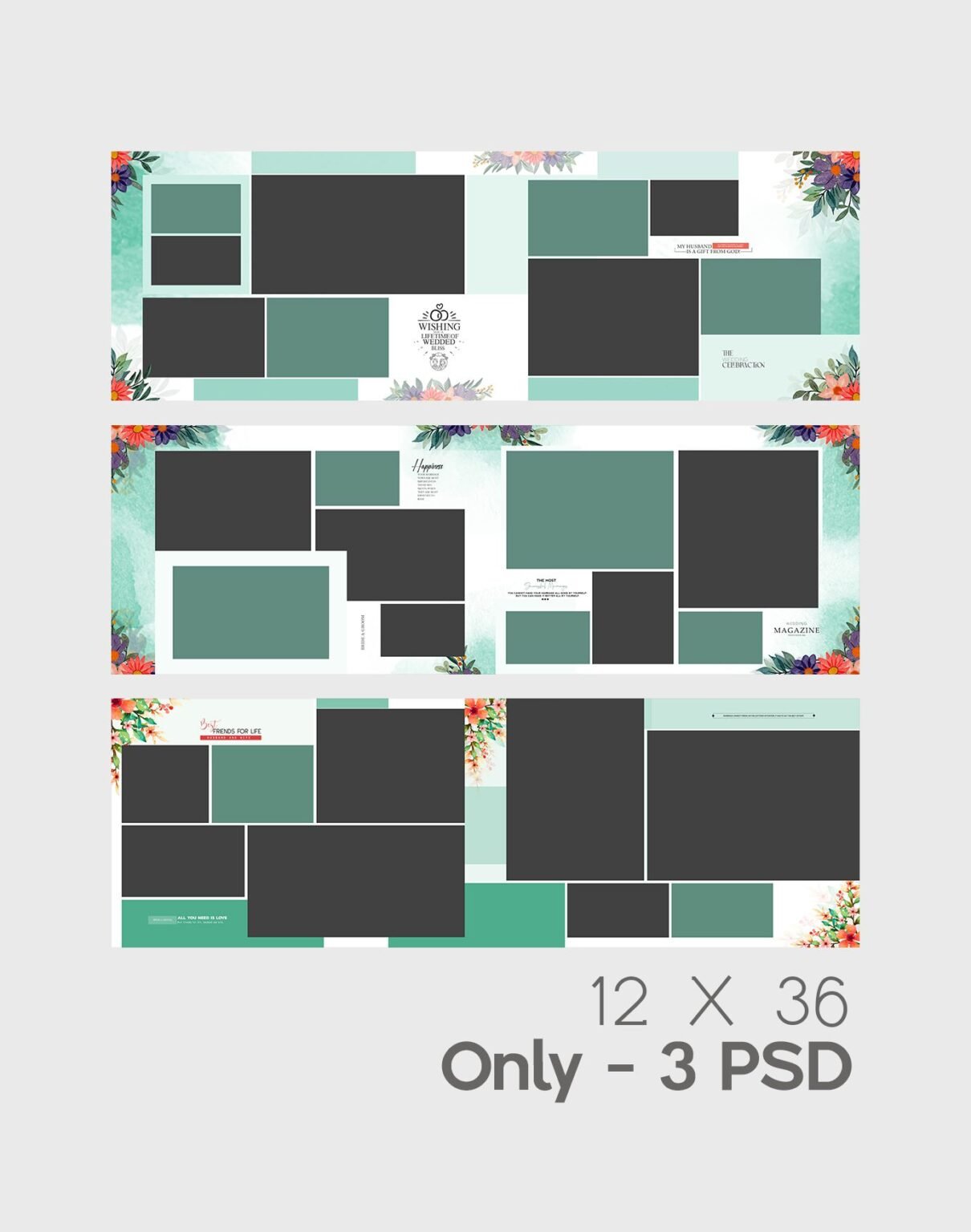 Wedding Album 12x36 Templates 5 PSD Only - RC027 - RC Design