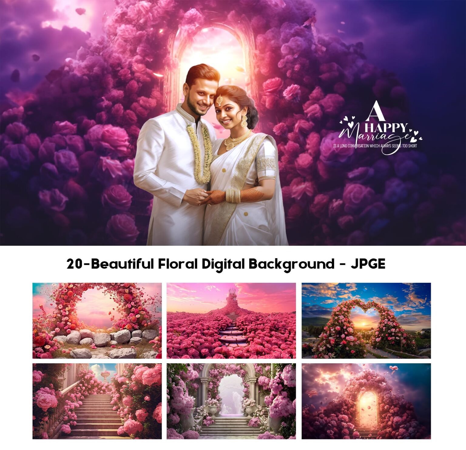 20-Beautiful Floral Digital Background - JPG - RC Design