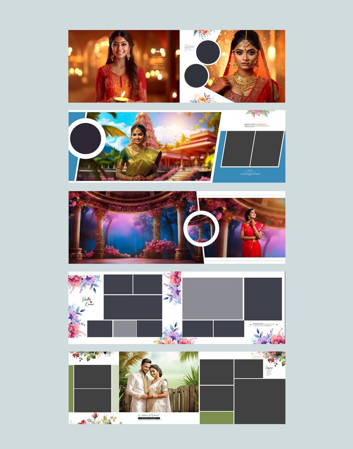 Wedding Creative Album Sheets 12x36 5 PSD Only - RC Design