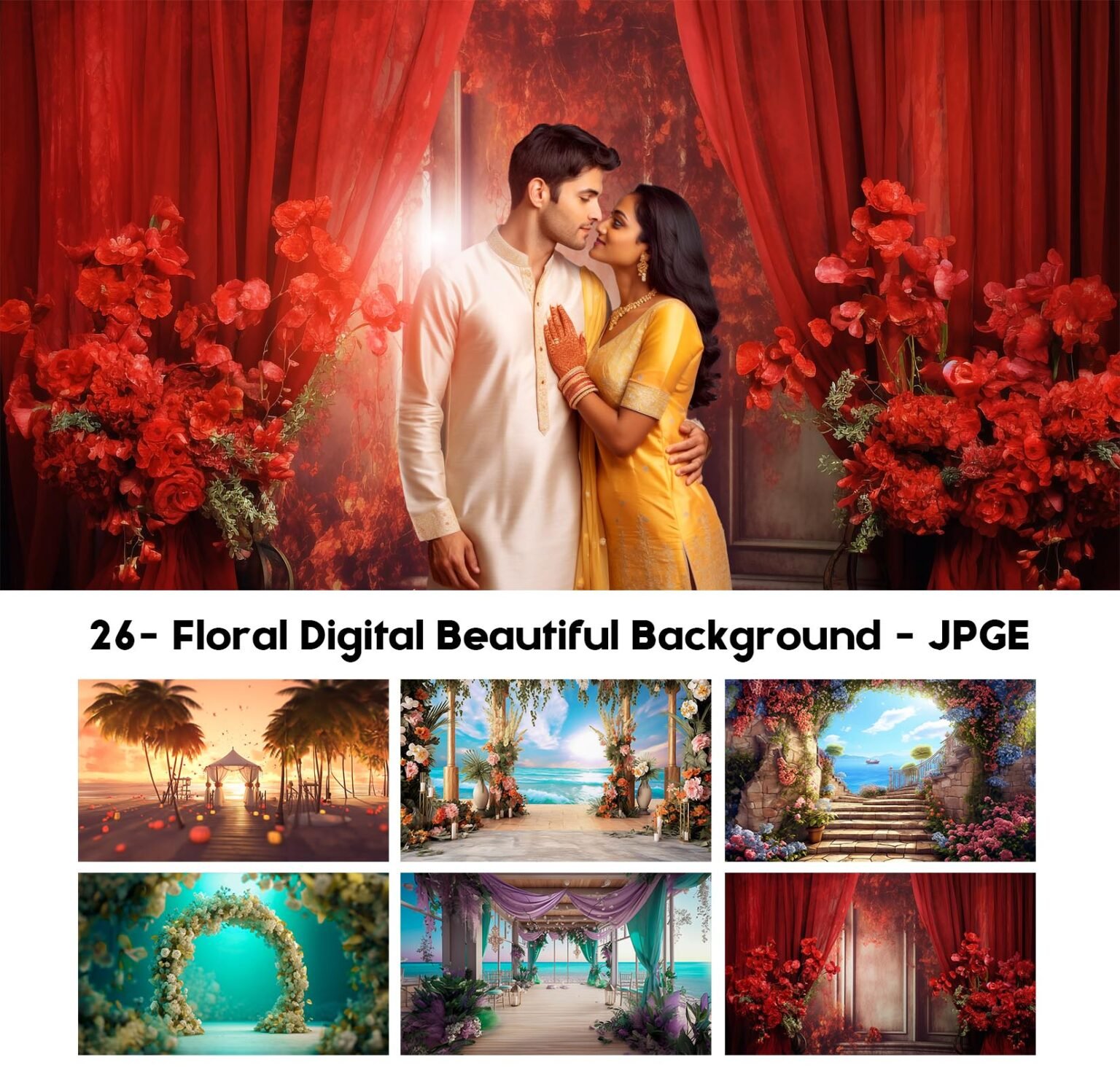 26- Floral Digital Beautiful Background - JPG - RC Design