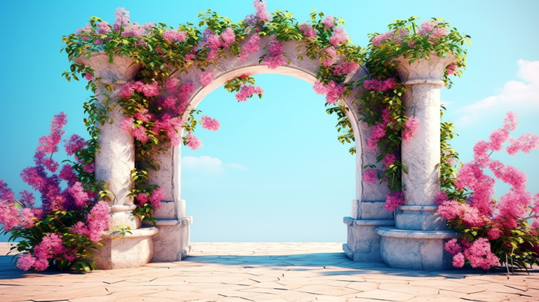 Beautiful Archway Decorated With Floral Composition Outdoor - RC Design
