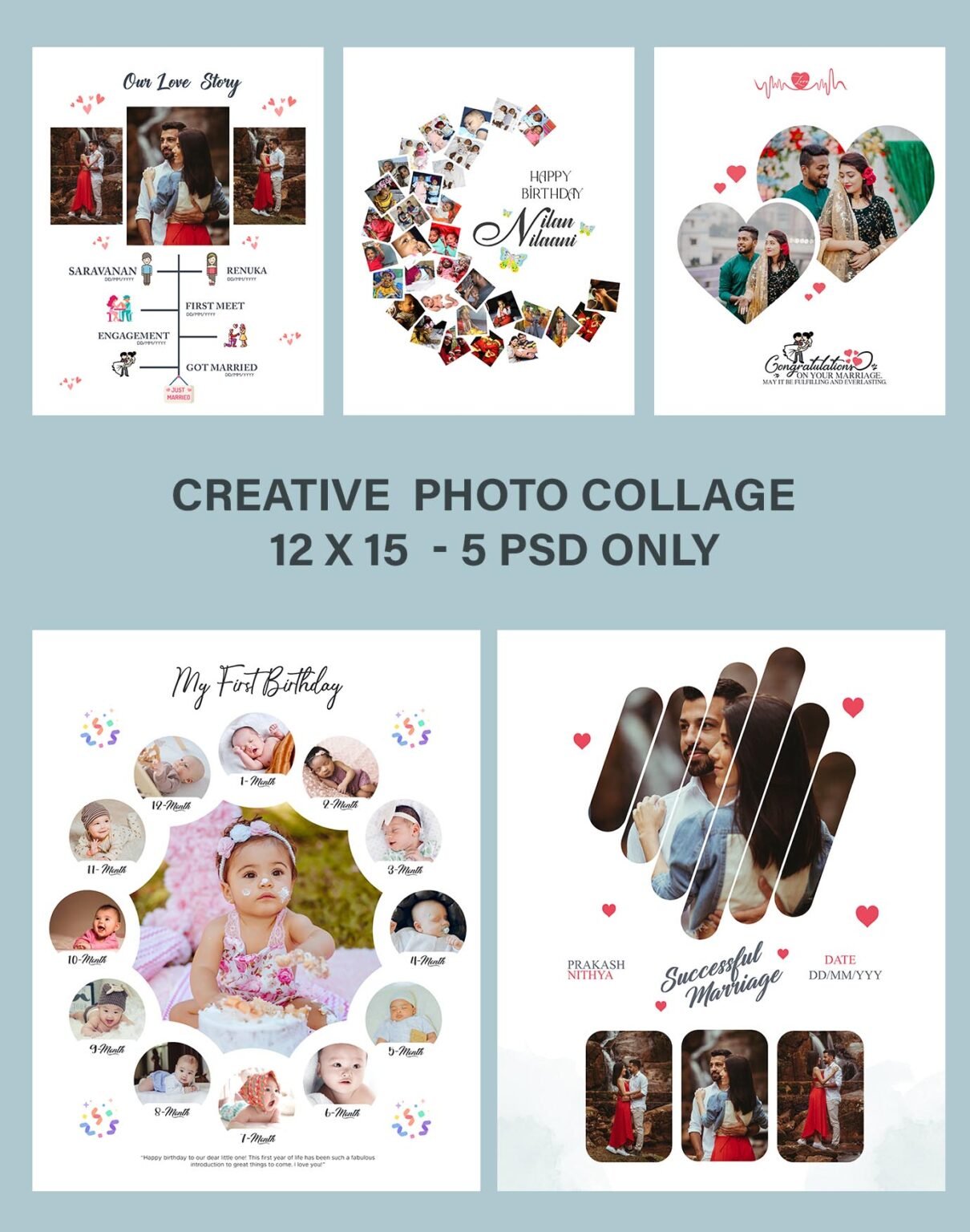 Photo Collage PSD 12x18 New Design Volume -25 - RC Design