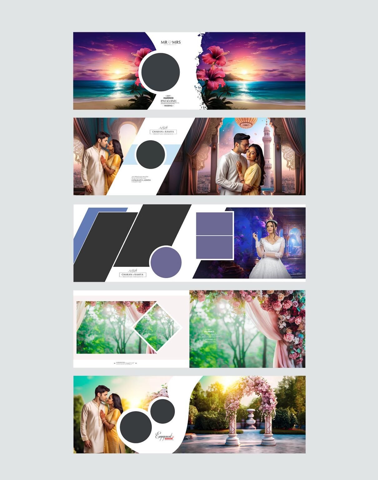 Wedding Album Creative Background 12x36 - 5 PSD Only - RC Design