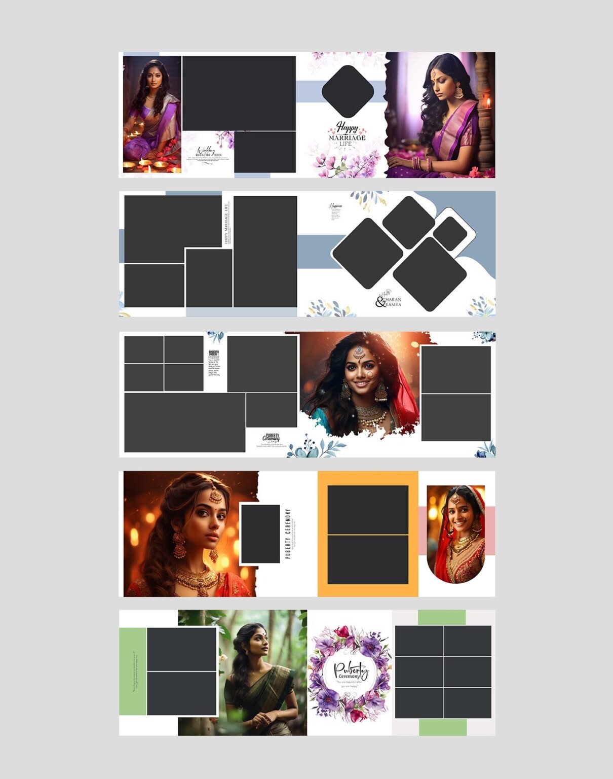 12x36 Puberty Album Floral Sheet 5 PSD Only - RC Design