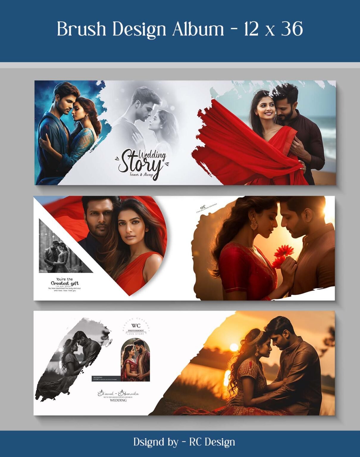 12x36 Brush Stroke Album Design -RC012 - RC Design