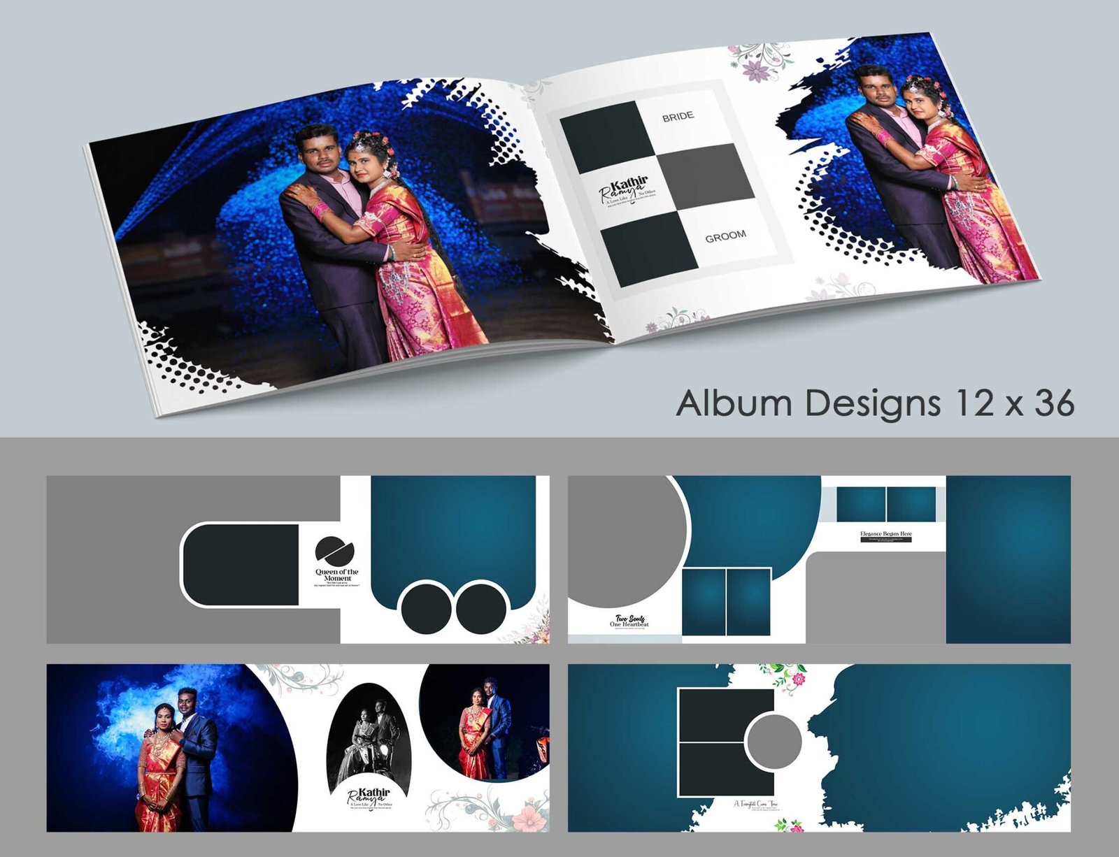 2025 Trending Wedding Album PSD Pack 12x36 Clean White Fully Layered - RC Design