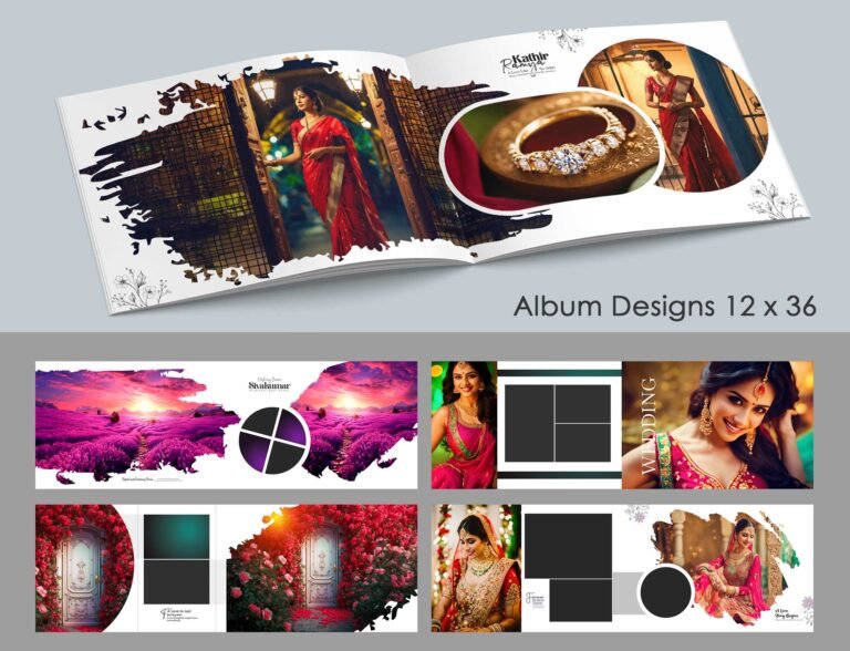 Elegant Frames – 5 White-Themed 12x36 Wedding Album PSDs | High-Res ...