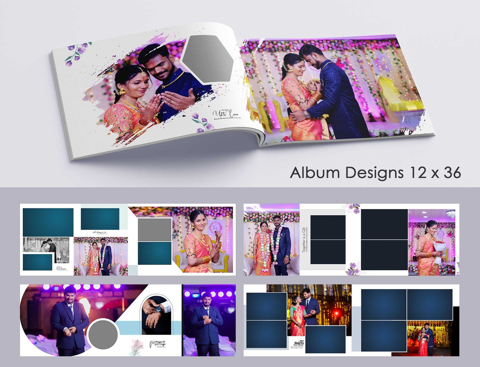 Artistic Collage Wedding Album 12x36 PSD – Premium Template - RC Design