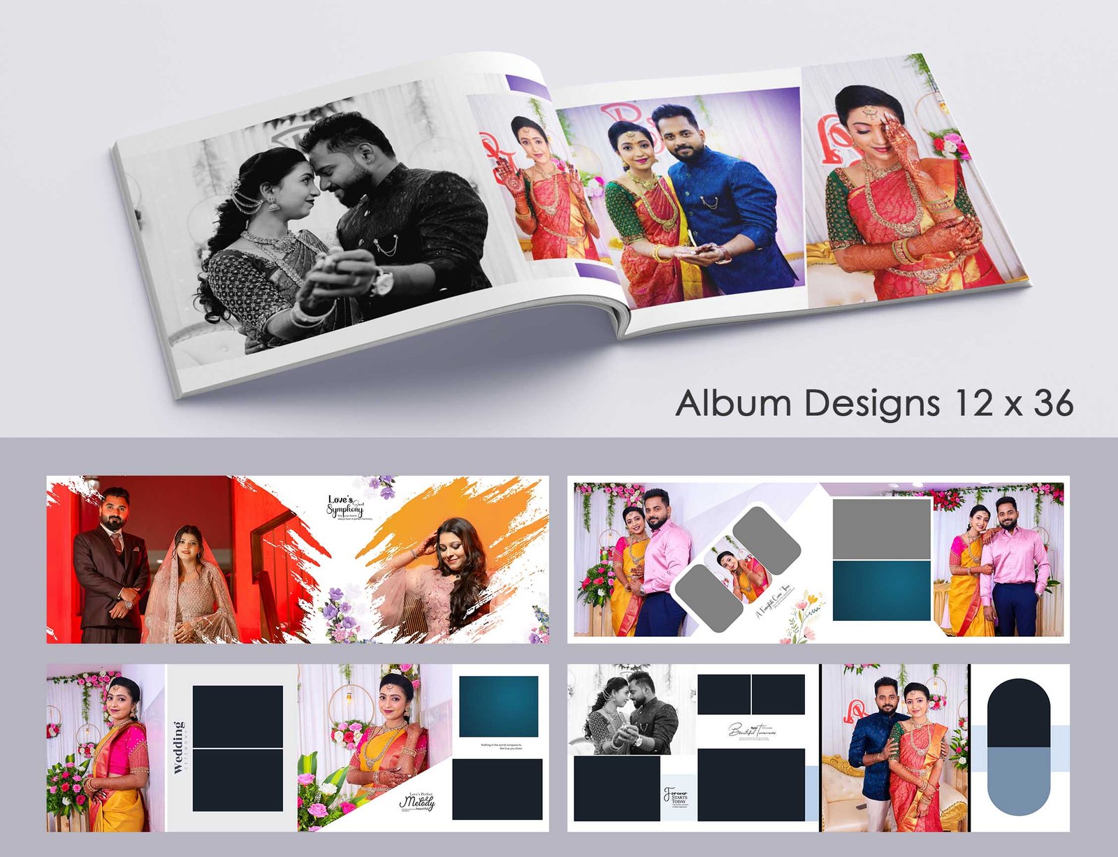 Bule Tone Wedding Album Design 12x36 PSD – Premium Template - RC Design