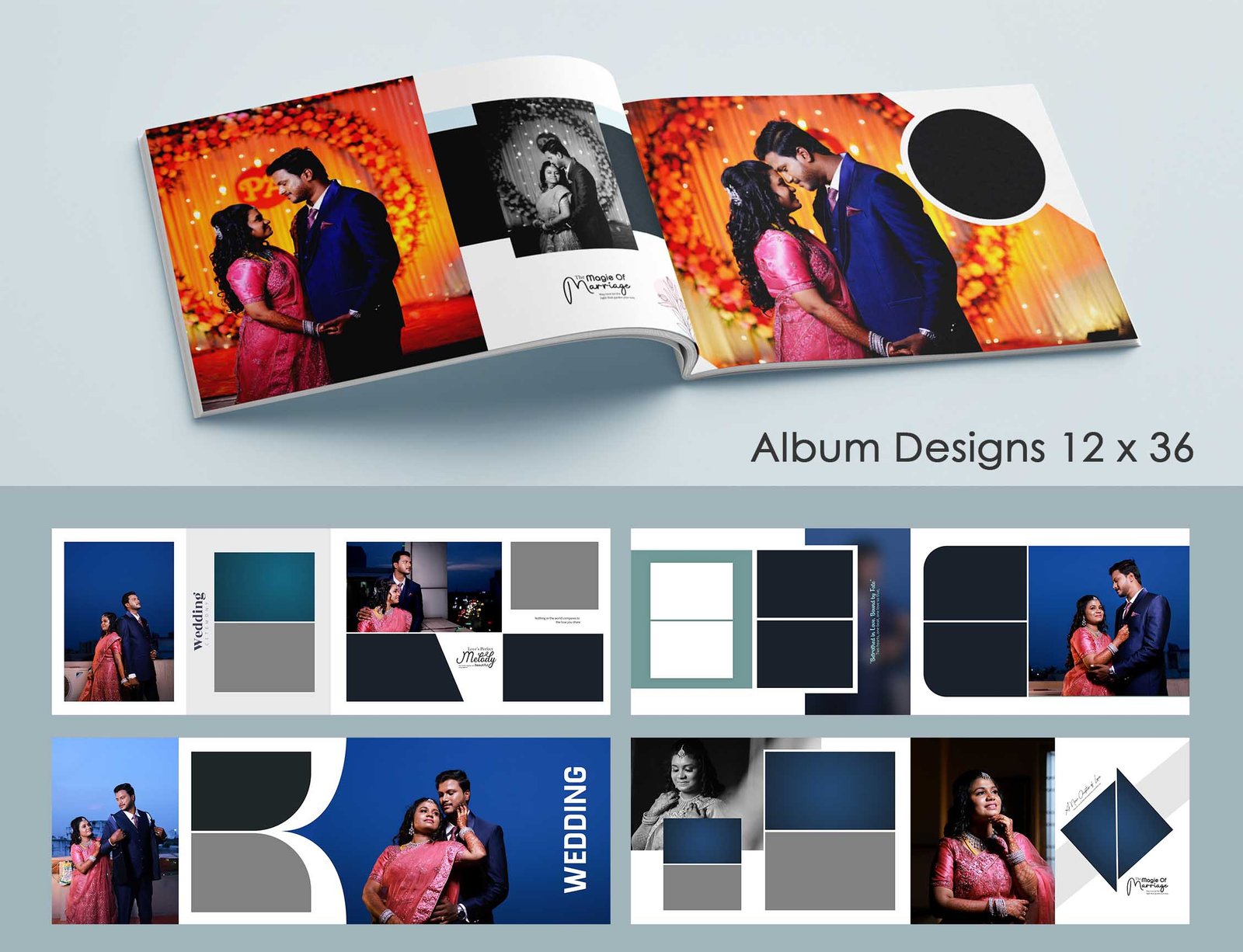 Elegant White Frame Wedding Album 12x36 PSD – Premium Template - RC Design