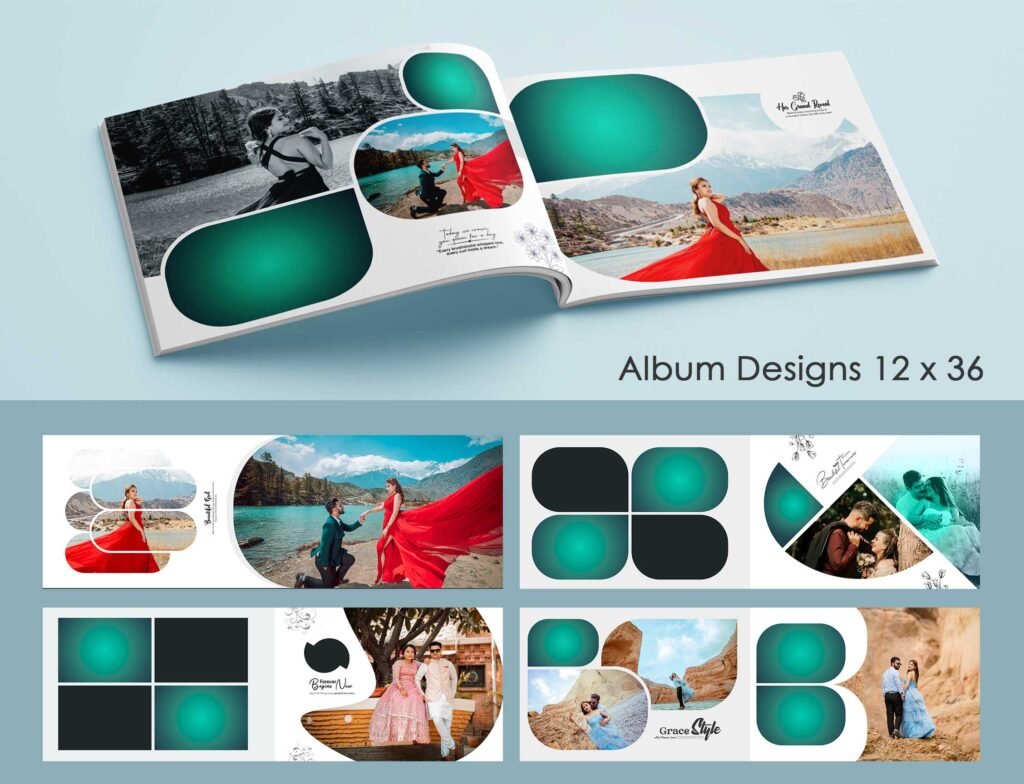 Modern Cinematic Wedding Album PSD 12x36 – Premium Template - RC Design
