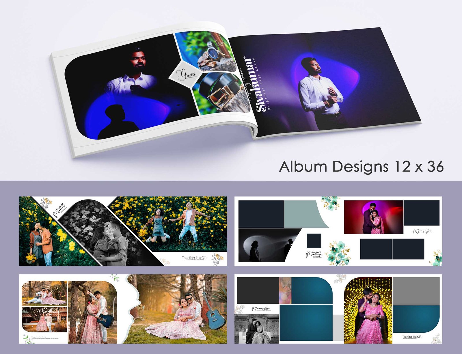 Classic Album Layout 12x36 High Resolution PSD Free Template - RC Design