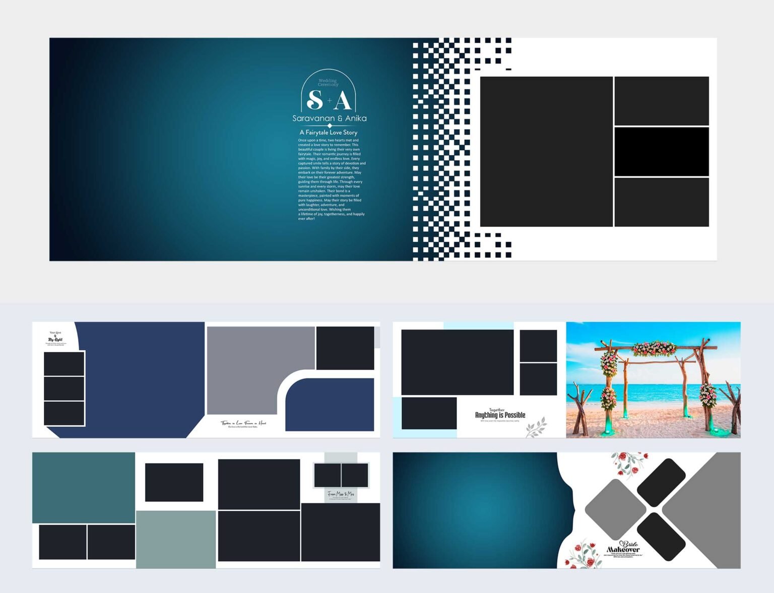 Premium Wedding Album PSD Profile Layout Floral 12x36 - RC Design